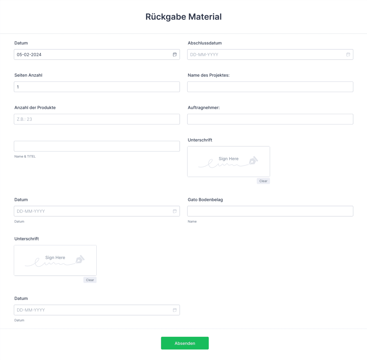 Rückgabeformular Formularvorlage | Jotform