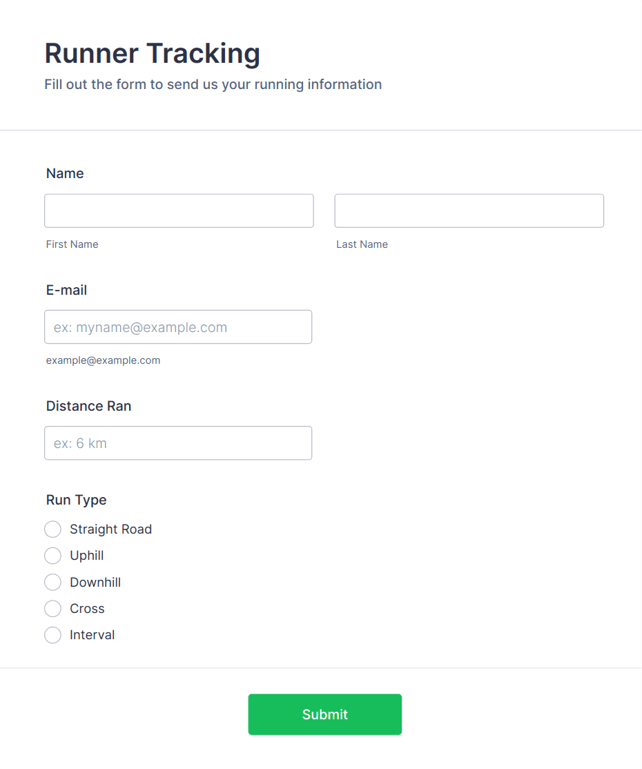 Runner Tracking Form Template | Jotform
