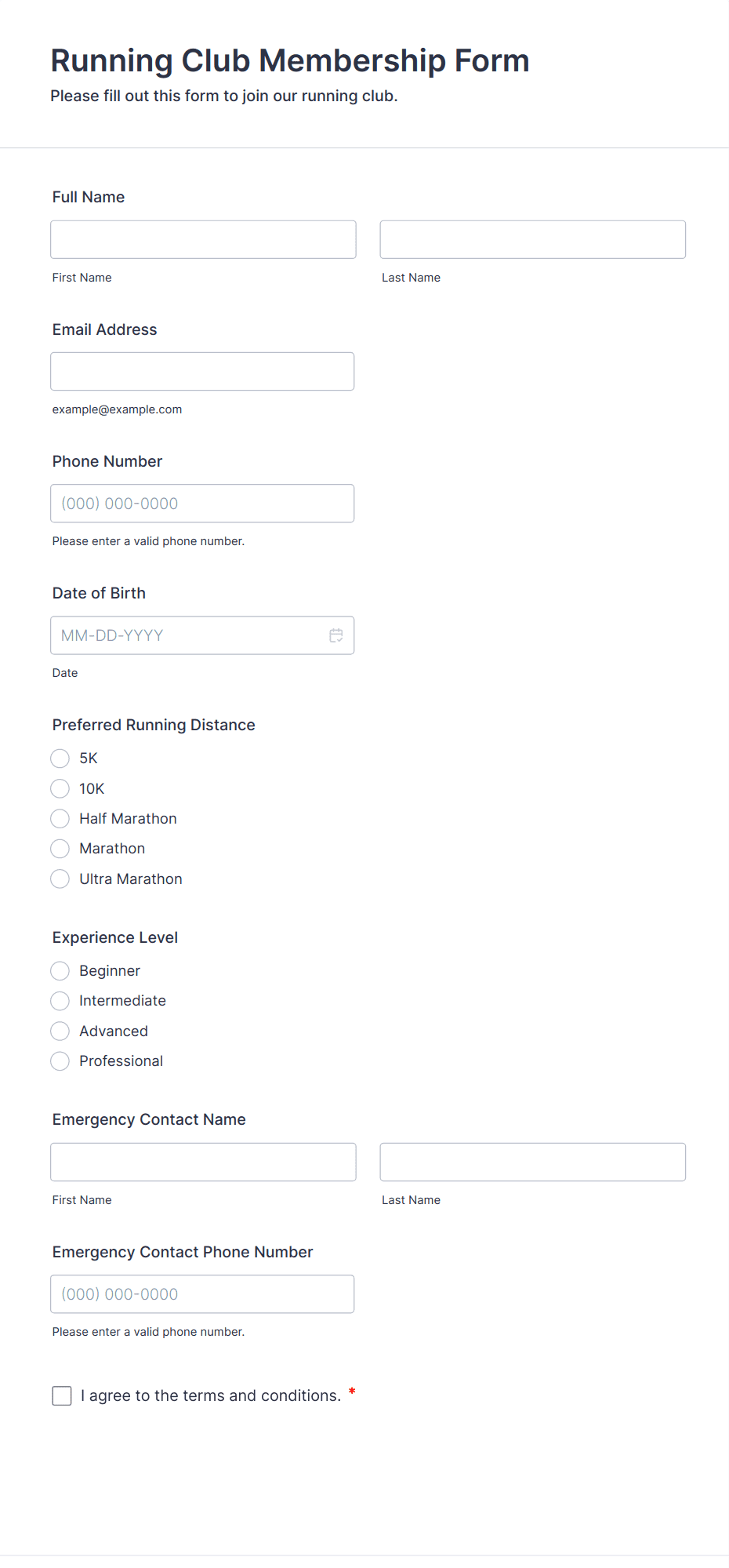Running Club Membership Form Template | Jotform