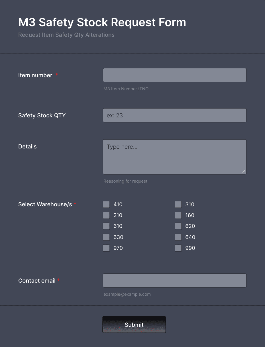 Safety Stock Request Form Template | Jotform