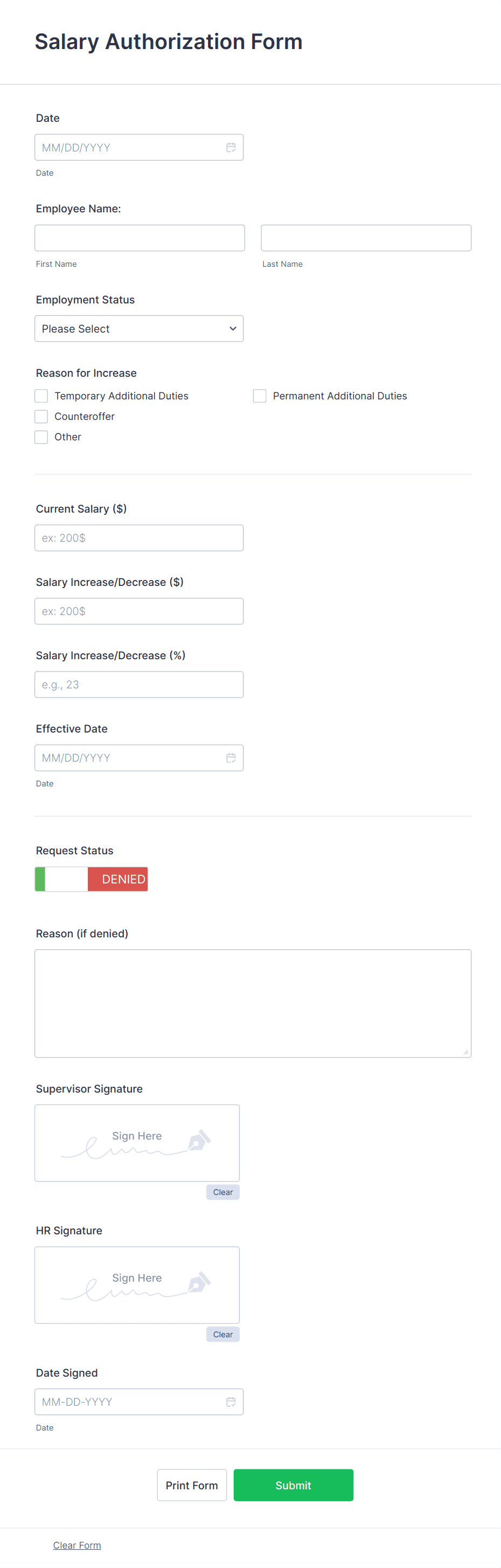 Salary Authorization Form Template | Jotform