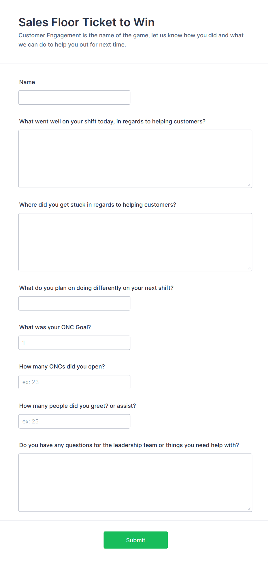 Sales Floor Ticket to Win Form Template | Jotform