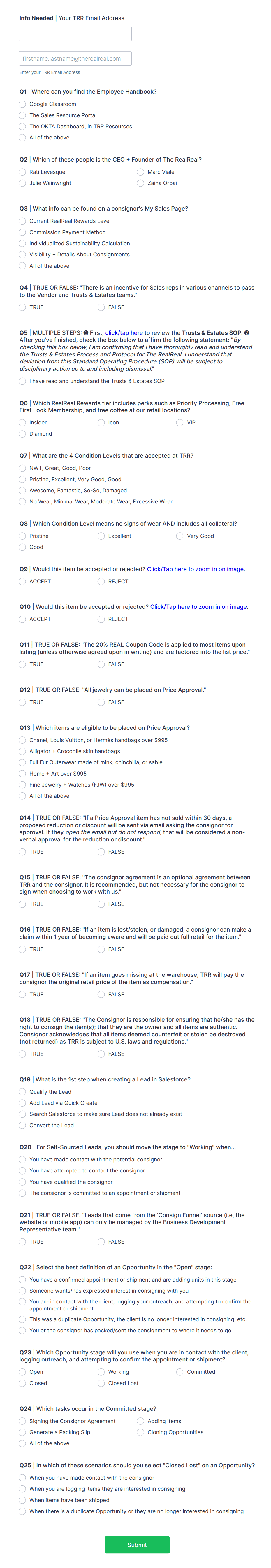 Sales Onboarding | Assessment #1 Form Template | Jotform