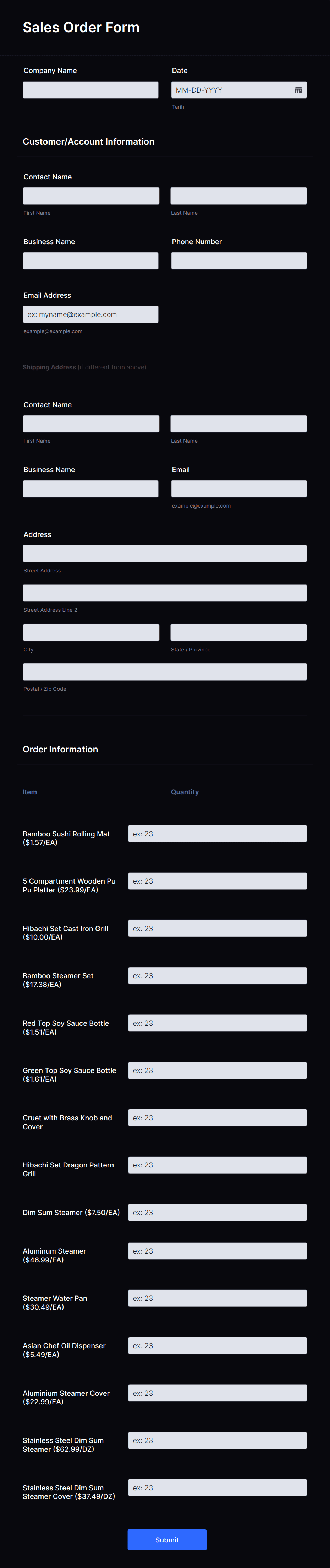 Sales Order Form Template | Jotform