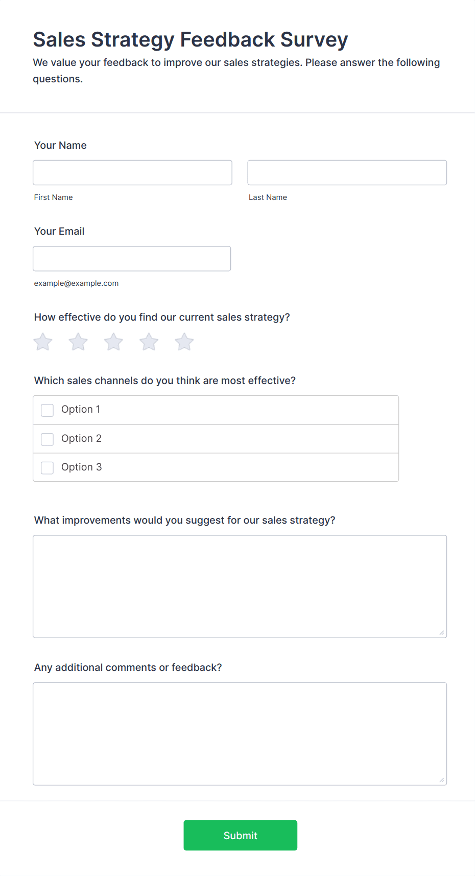 Sales Strategy Feedback Survey Form Template | Jotform