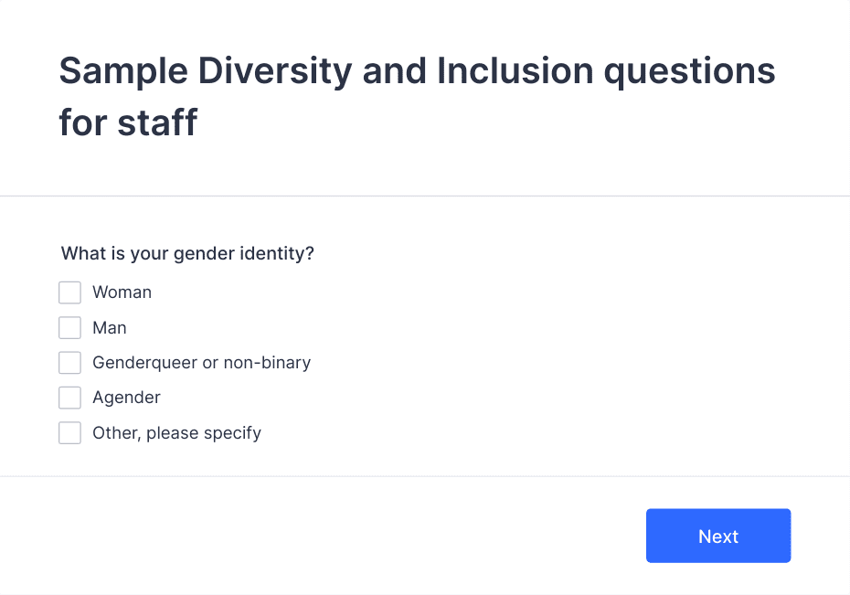 Sample Diversity and Inclusion questions for staff Form Template | Jotform