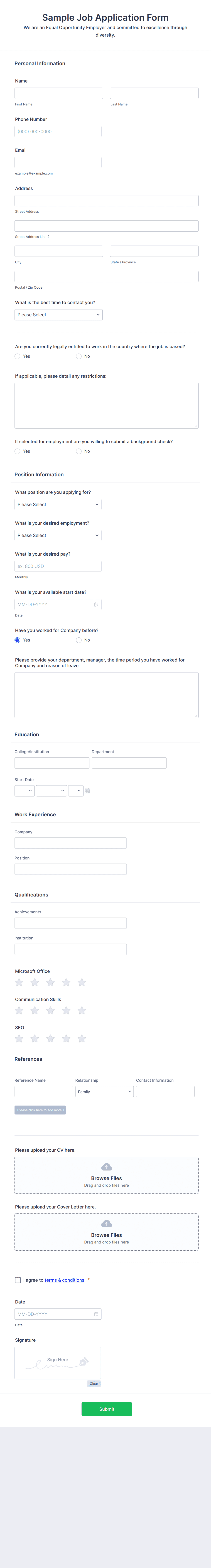 Sample Job Application Form Template | Jotform