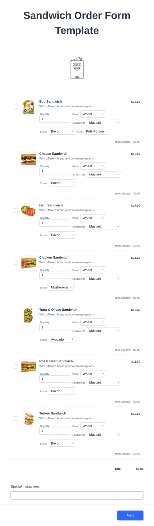 Breakfast Package Order Form Template | Jotform Breakfast Package Order Form Template | Jotform