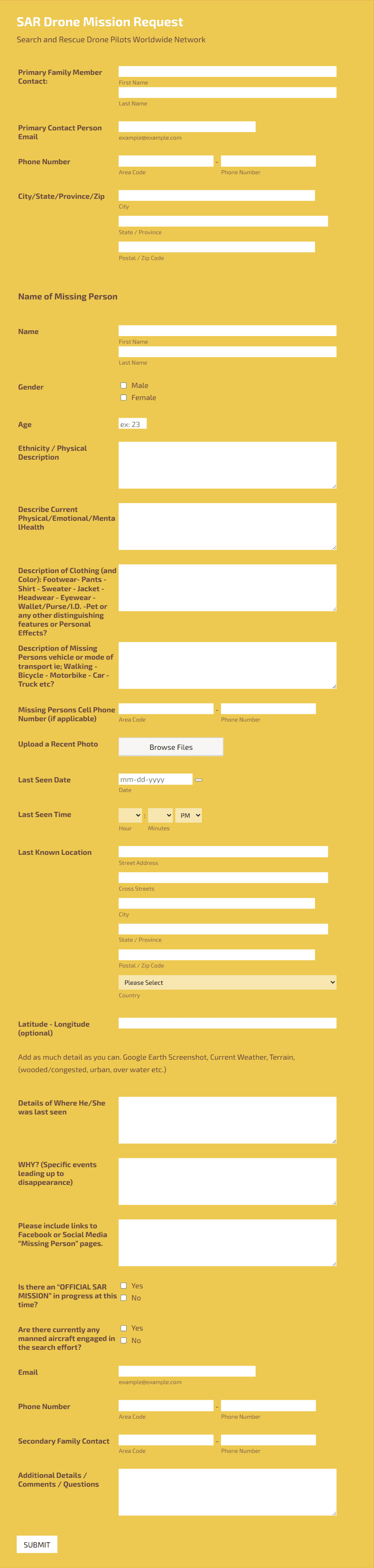 SAR Drone Mission Request Form Template | Jotform