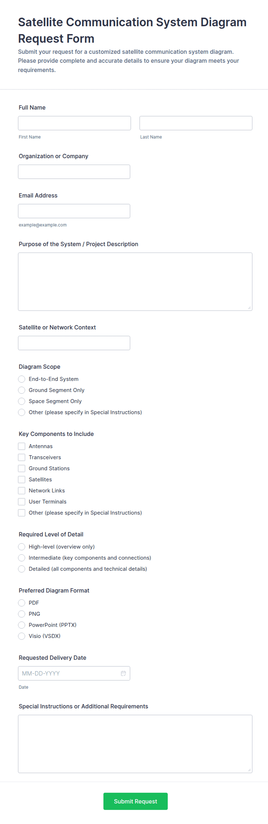 Satellite Communication System Diagram Request Form Template | Jotform