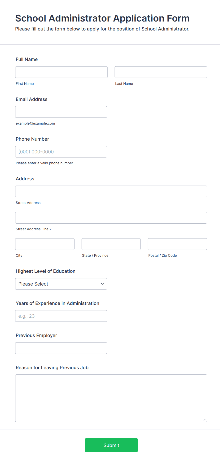 School Administrator Application Form Template | Jotform
