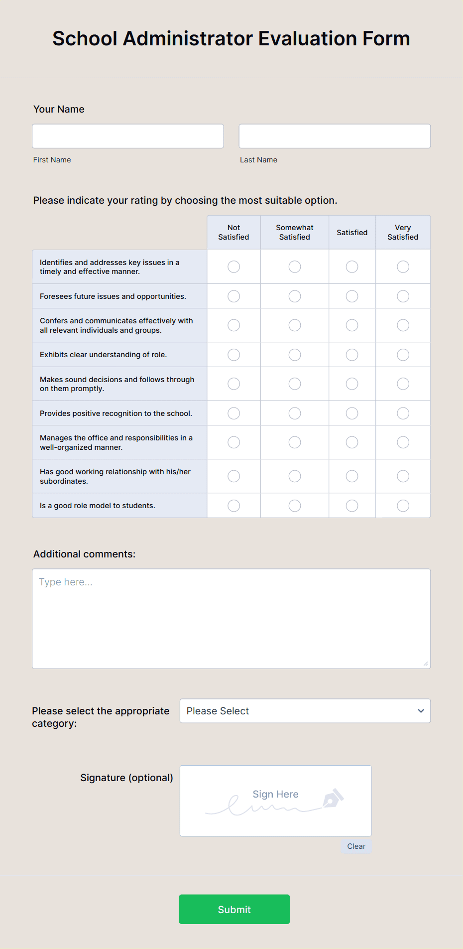 School Administrator Evaluation Form Template | Jotform