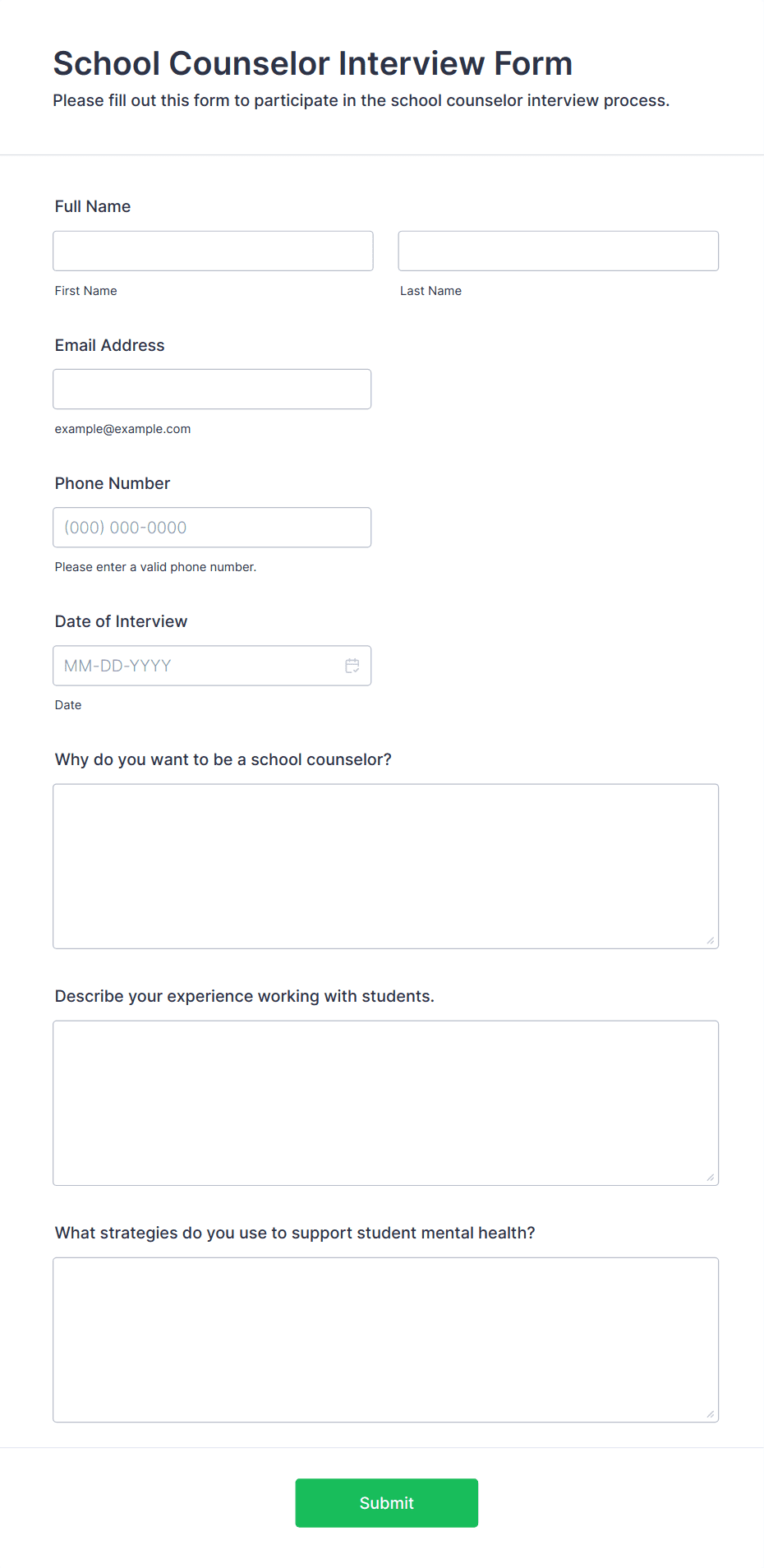 School Counselor Interview Form Template | Jotform