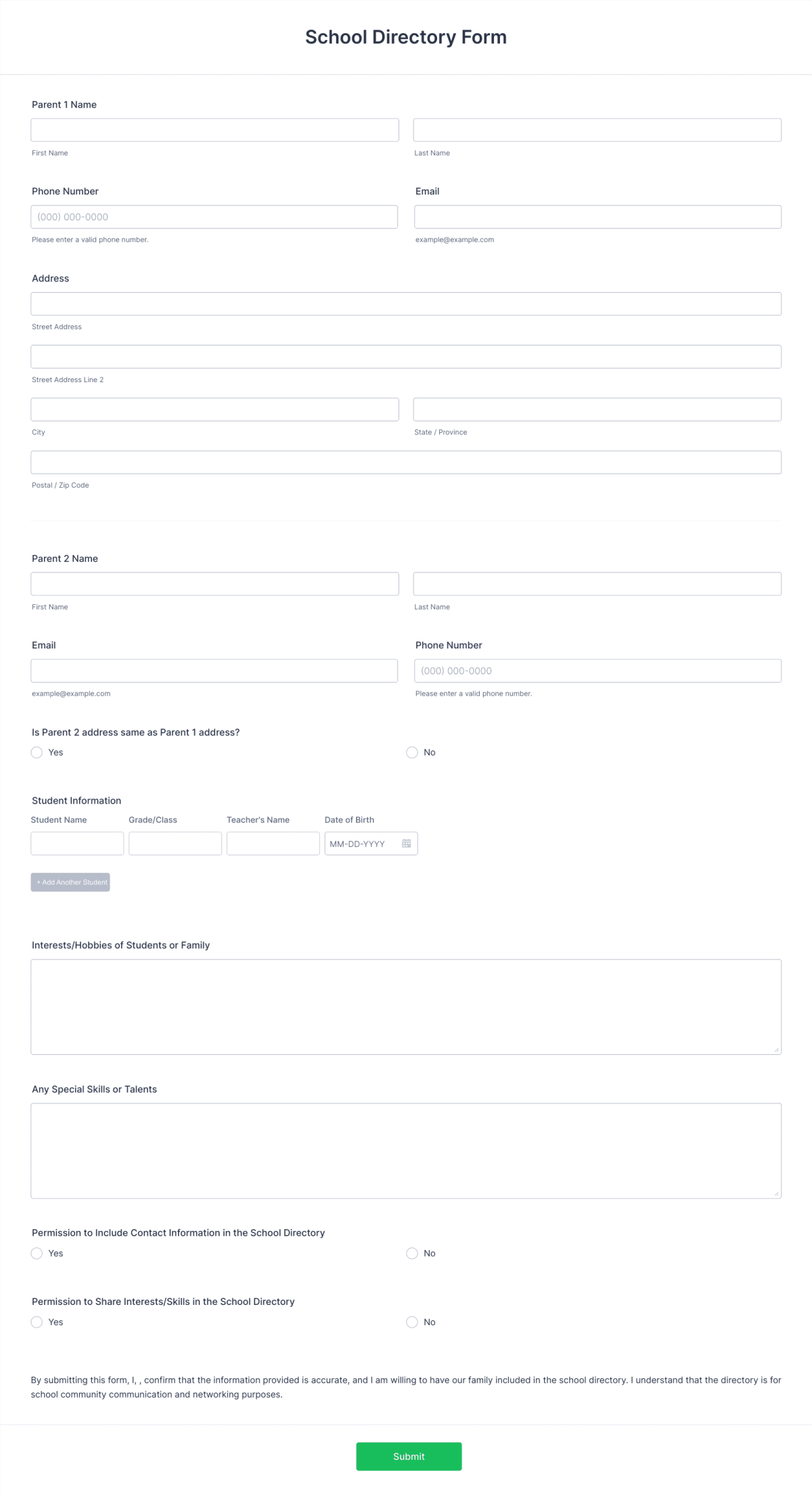 School Directory Form Template | Jotform