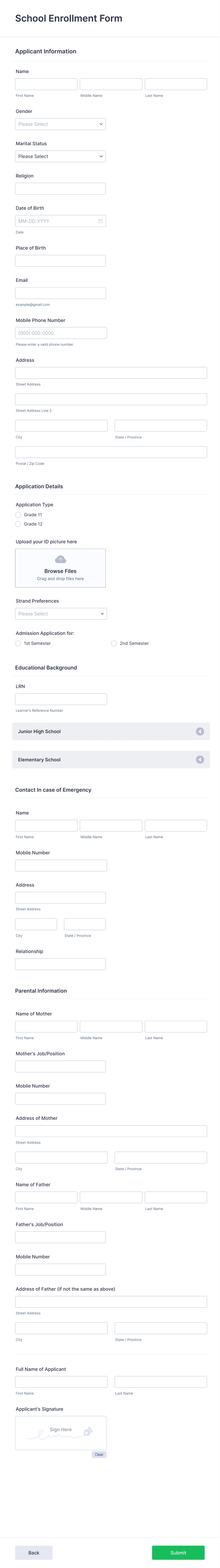 School Enrollment Form Template | Jotform