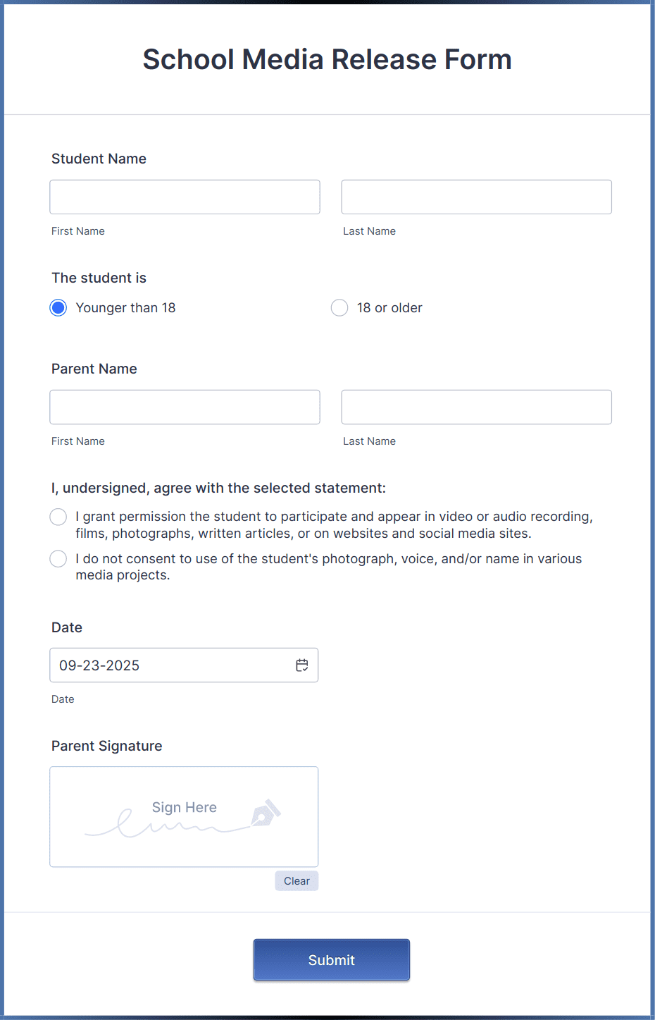 School Media Release Form Template | Jotform