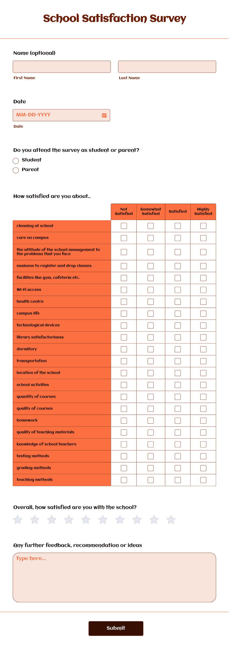 School Satisfaction Survey Form Template | Jotform