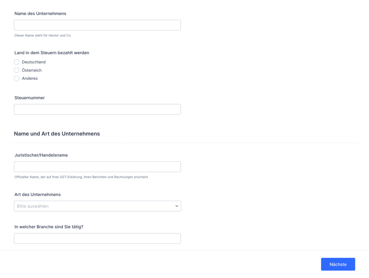 Formular für Unternehmensinformationen Formularvorlage | Jotform