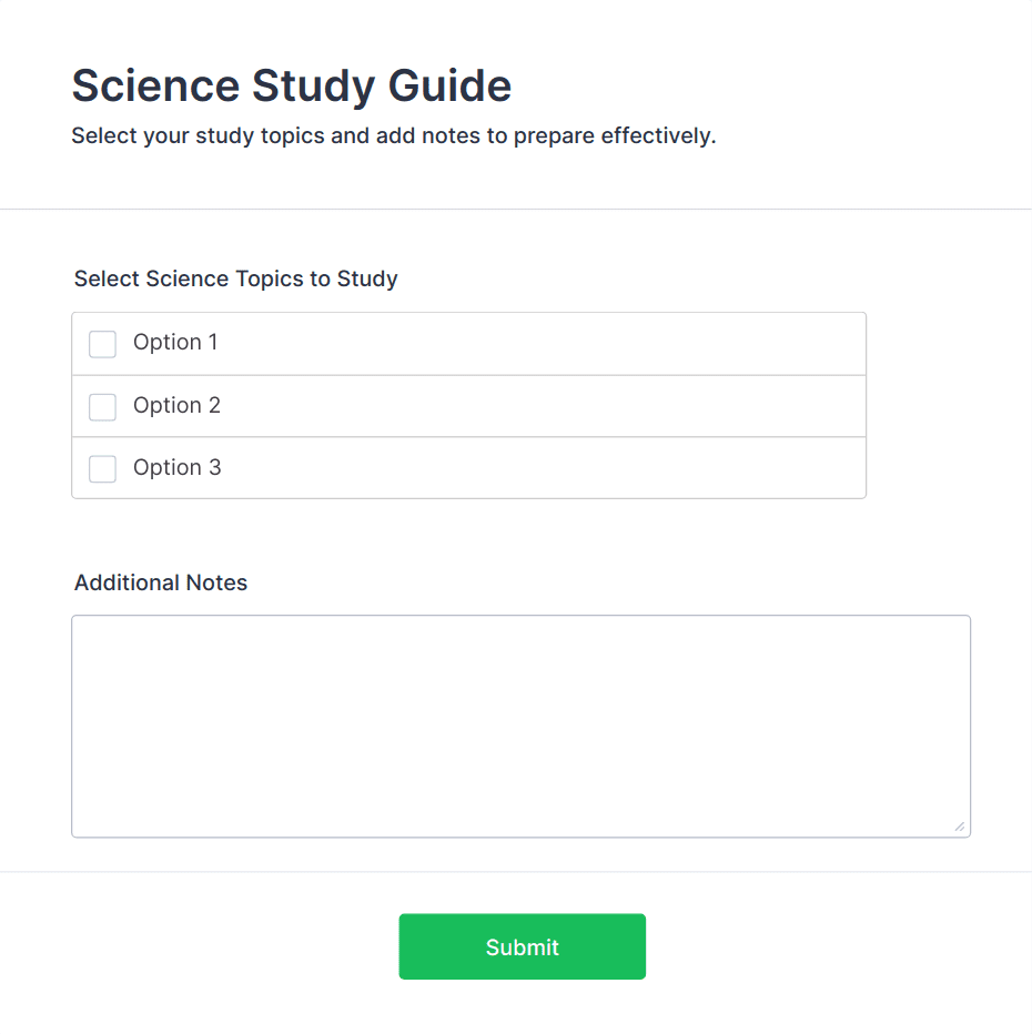 Science Study Guide Form Template | Jotform