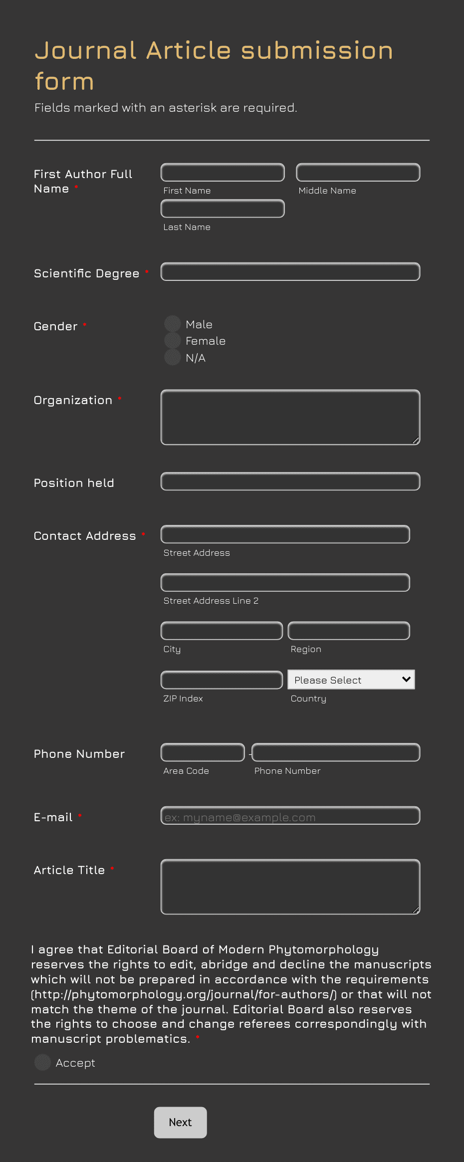Scientific Journal article submission Form Template | Jotform