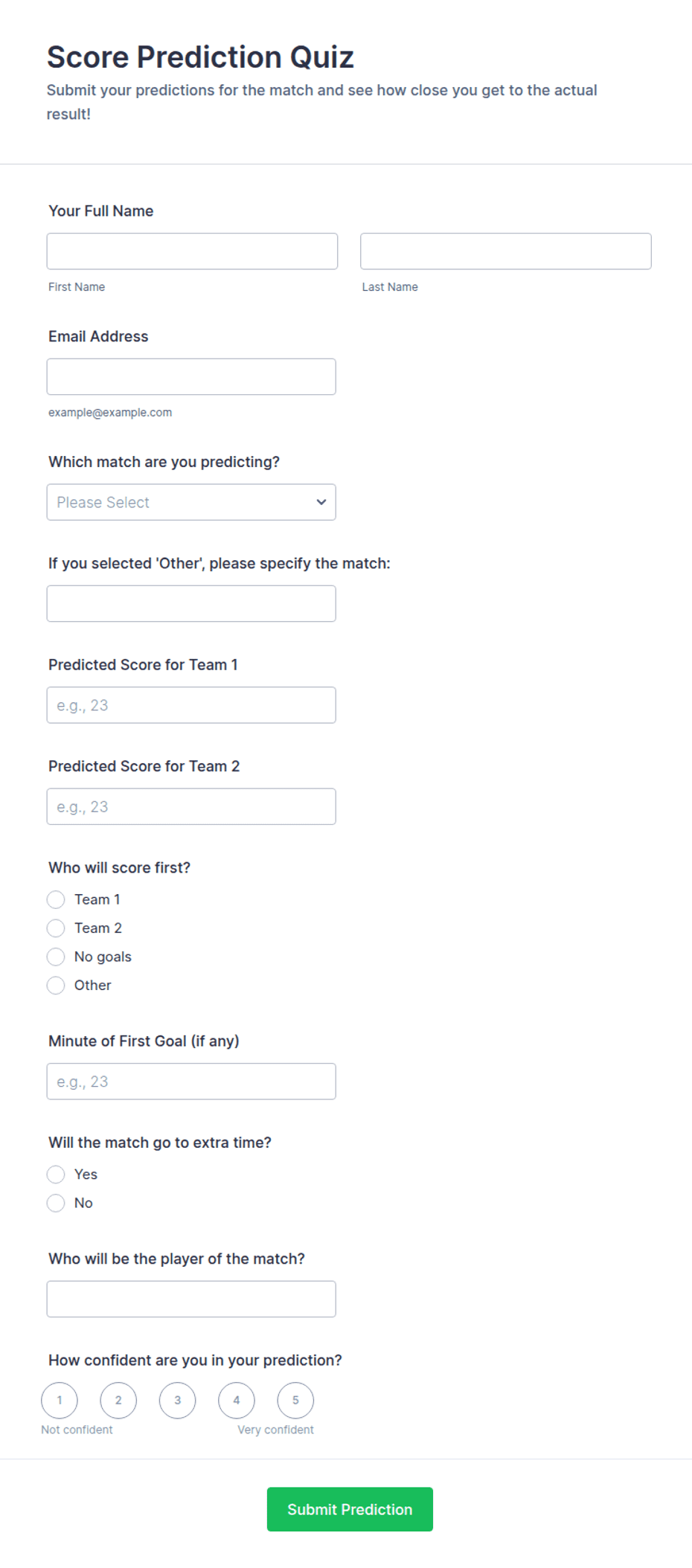 Score Prediction Quiz Form Template | Jotform
