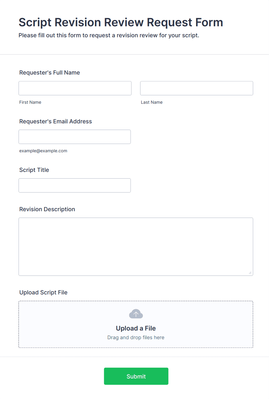 Script Revision Review Request Form Template | Jotform