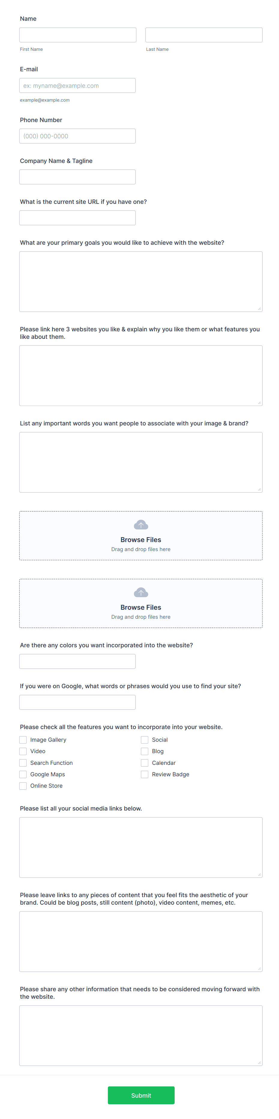 Scroll Website Design Request Form Template | Jotform