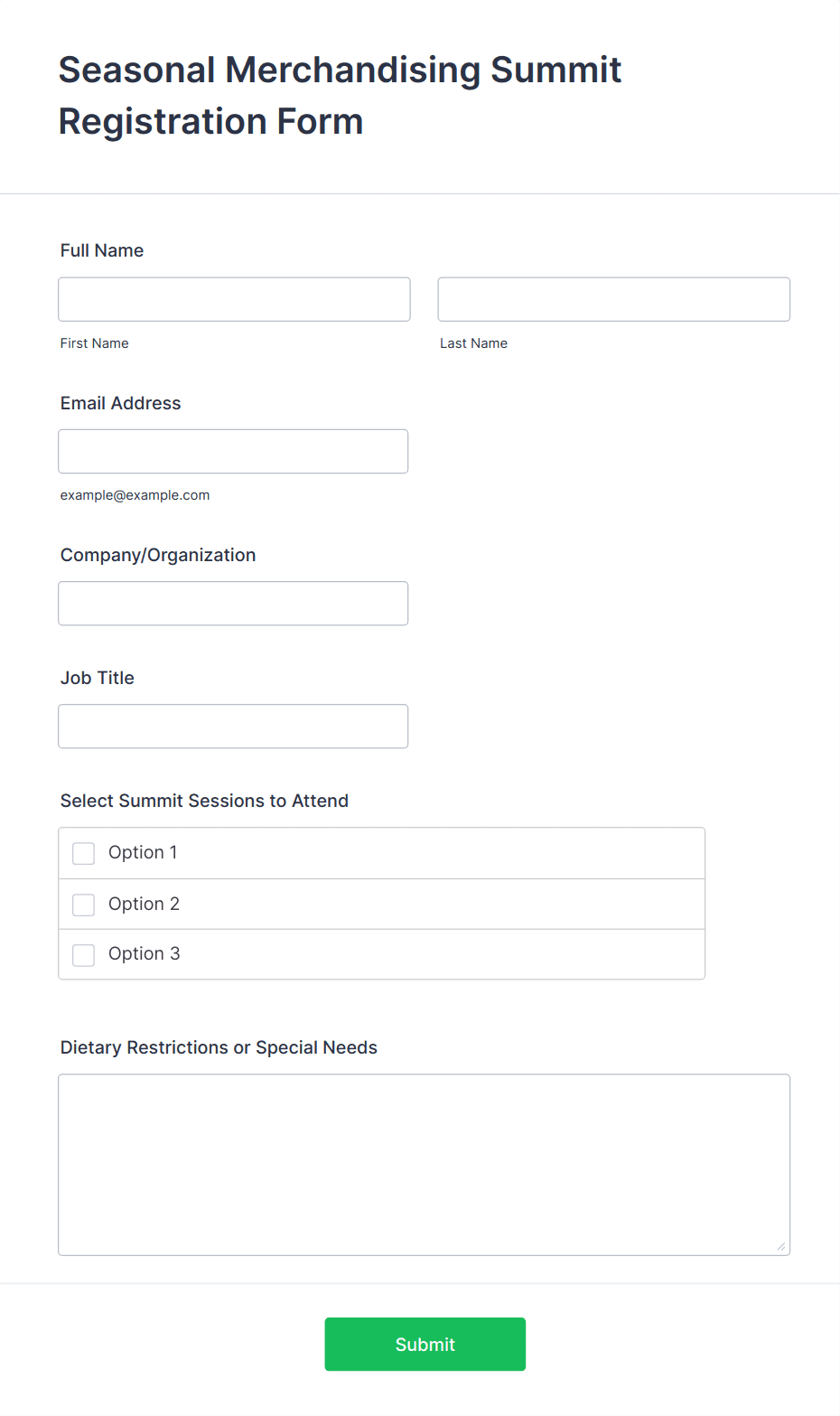 Seasonal Merchandising Summit Registration Form Template | Jotform