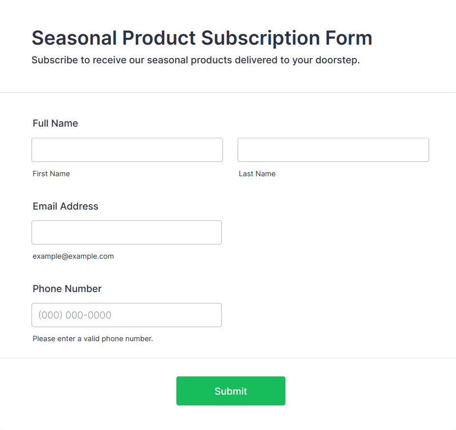 Seasonal Product Subscription Form Template | Jotform
