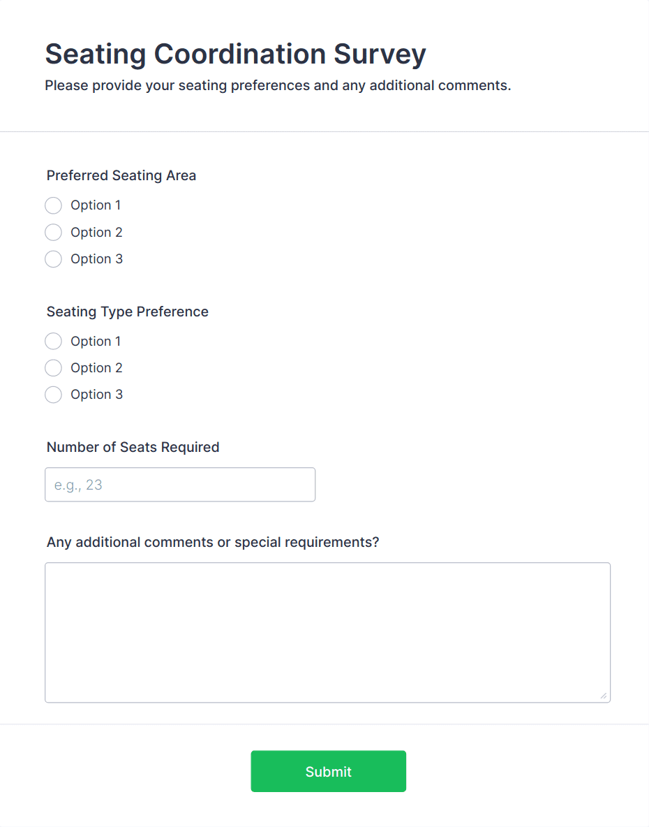 Seating Coordination Survey Form Template | Jotform