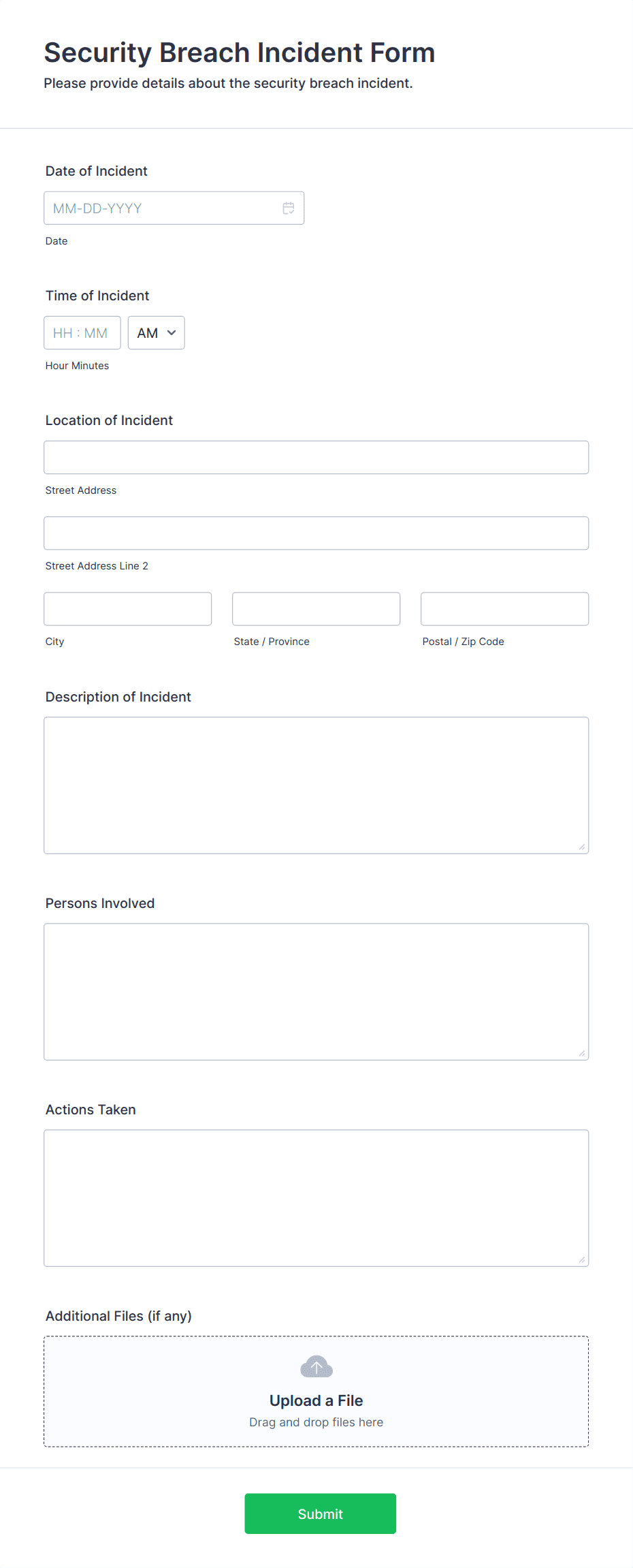 Security Breach Incident Form Template | Jotform