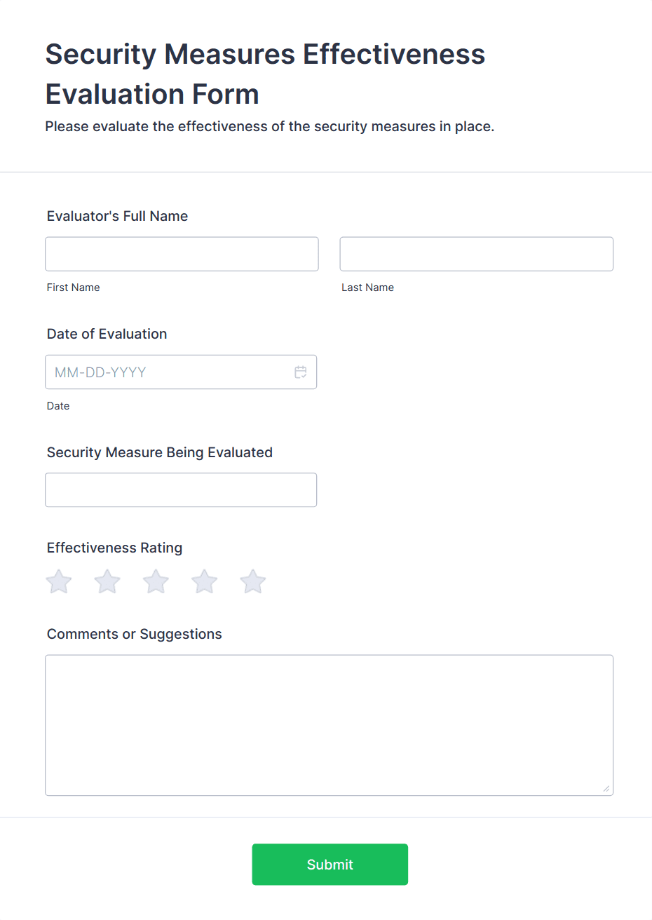 Security Measures Effectiveness Evaluation Form Template | Jotform