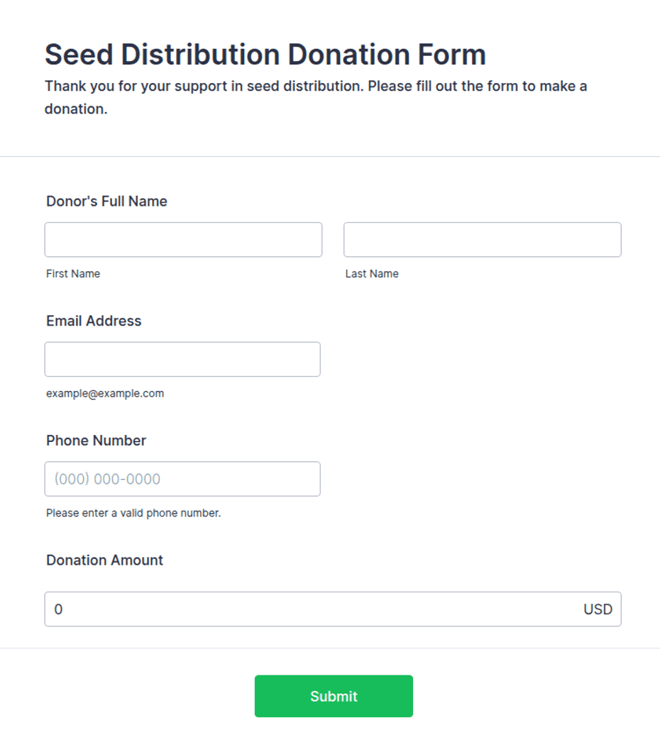 Seed Distribution Donation Form Template | Jotform