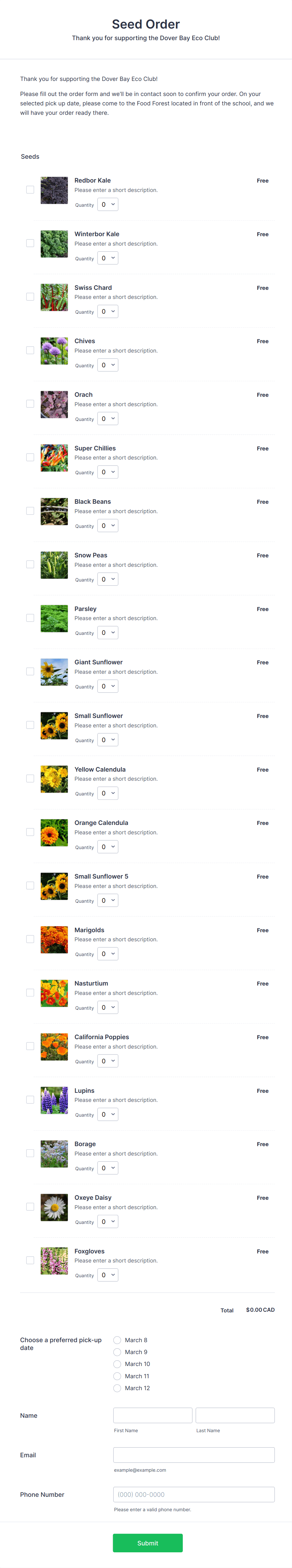 Seed Order Form Template | Jotform
