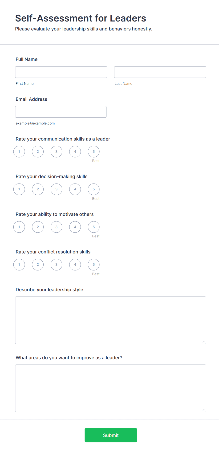 Self-Assessment for Leaders Form Template | Jotform
