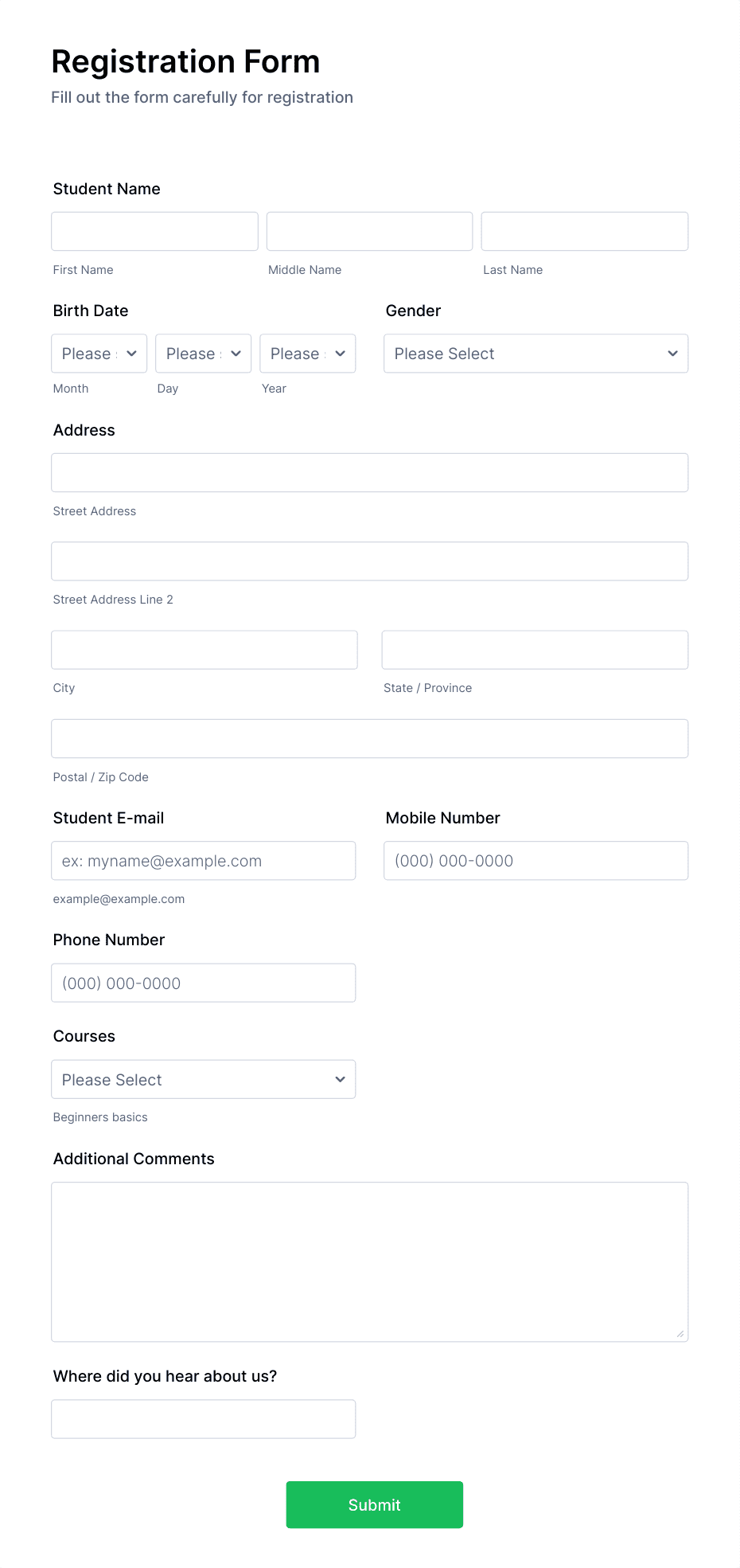 Self Sewing Course Registration Form Template | Jotform