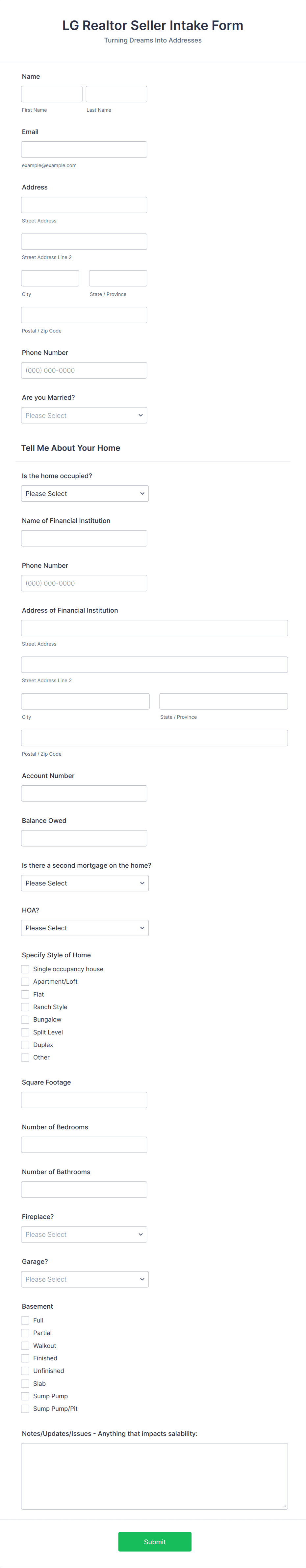 Seller Intake Form Template | Jotform