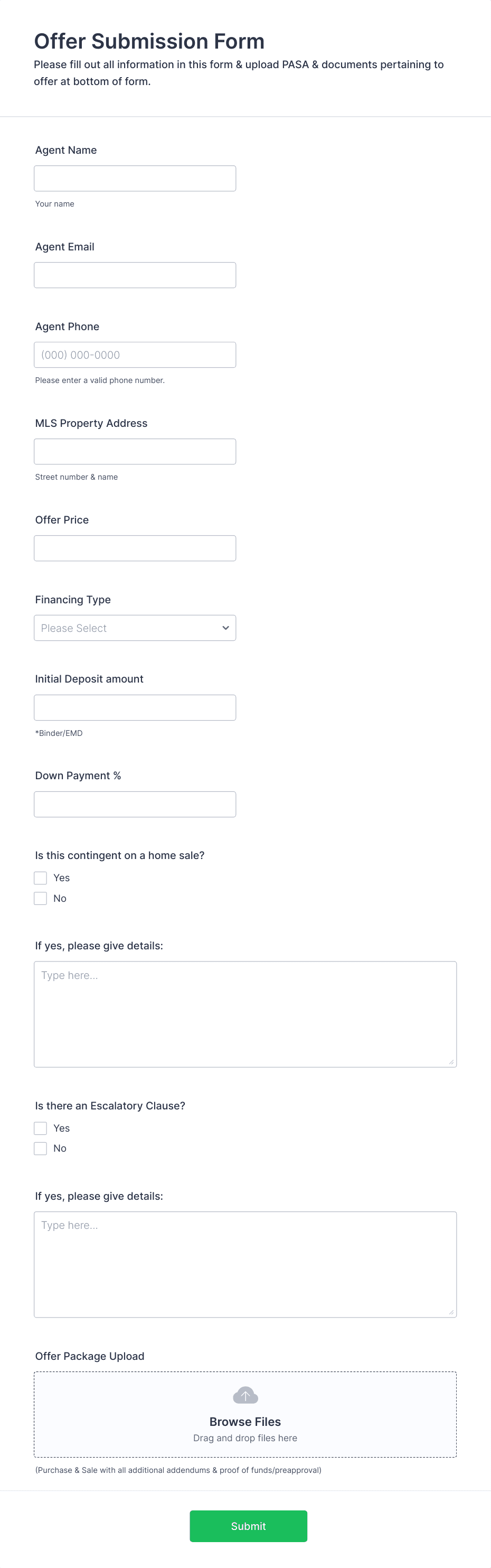 Sellin' With CC - Offer Submission Form Template | Jotform