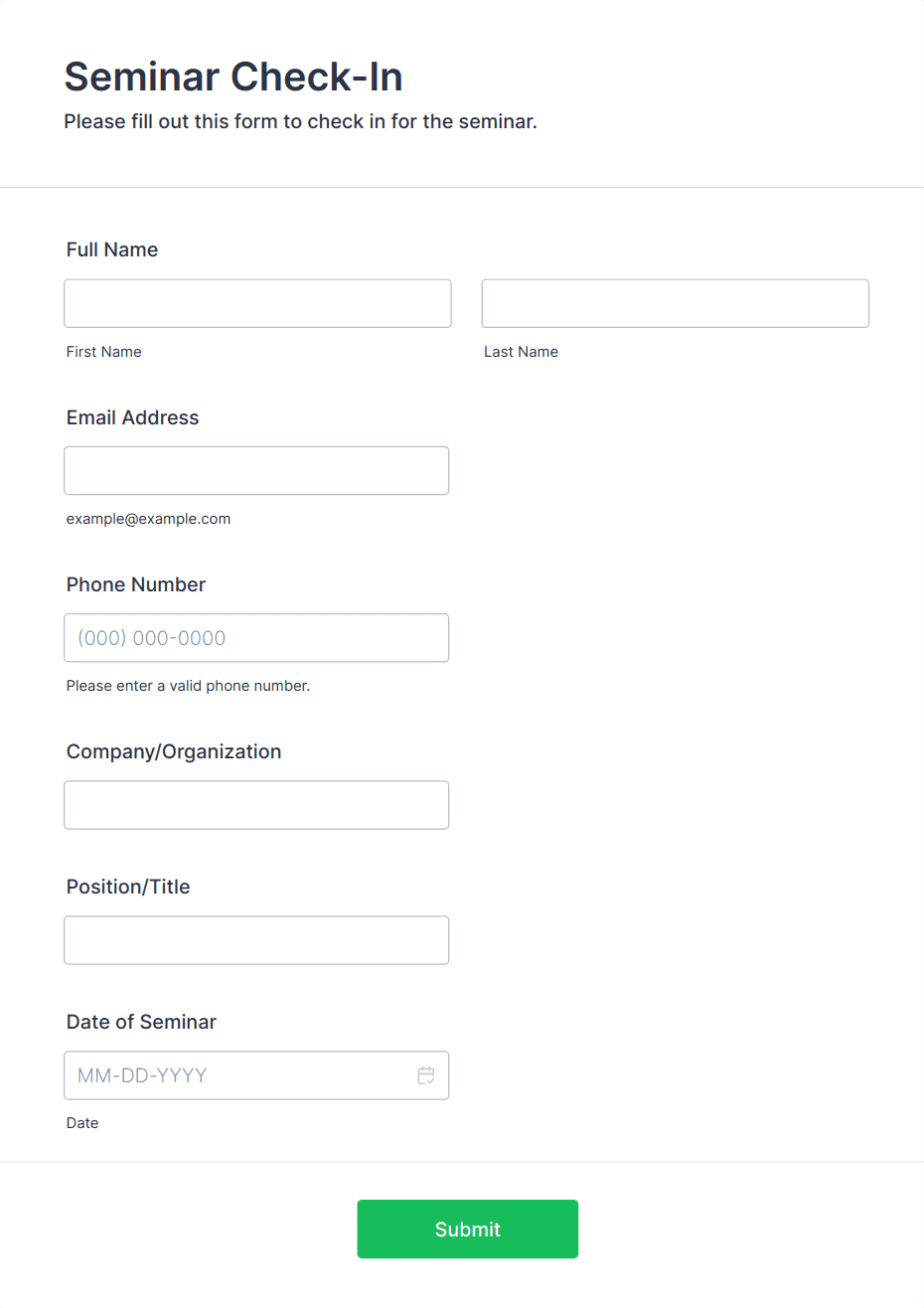 Seminar Check-In Form Template | Jotform