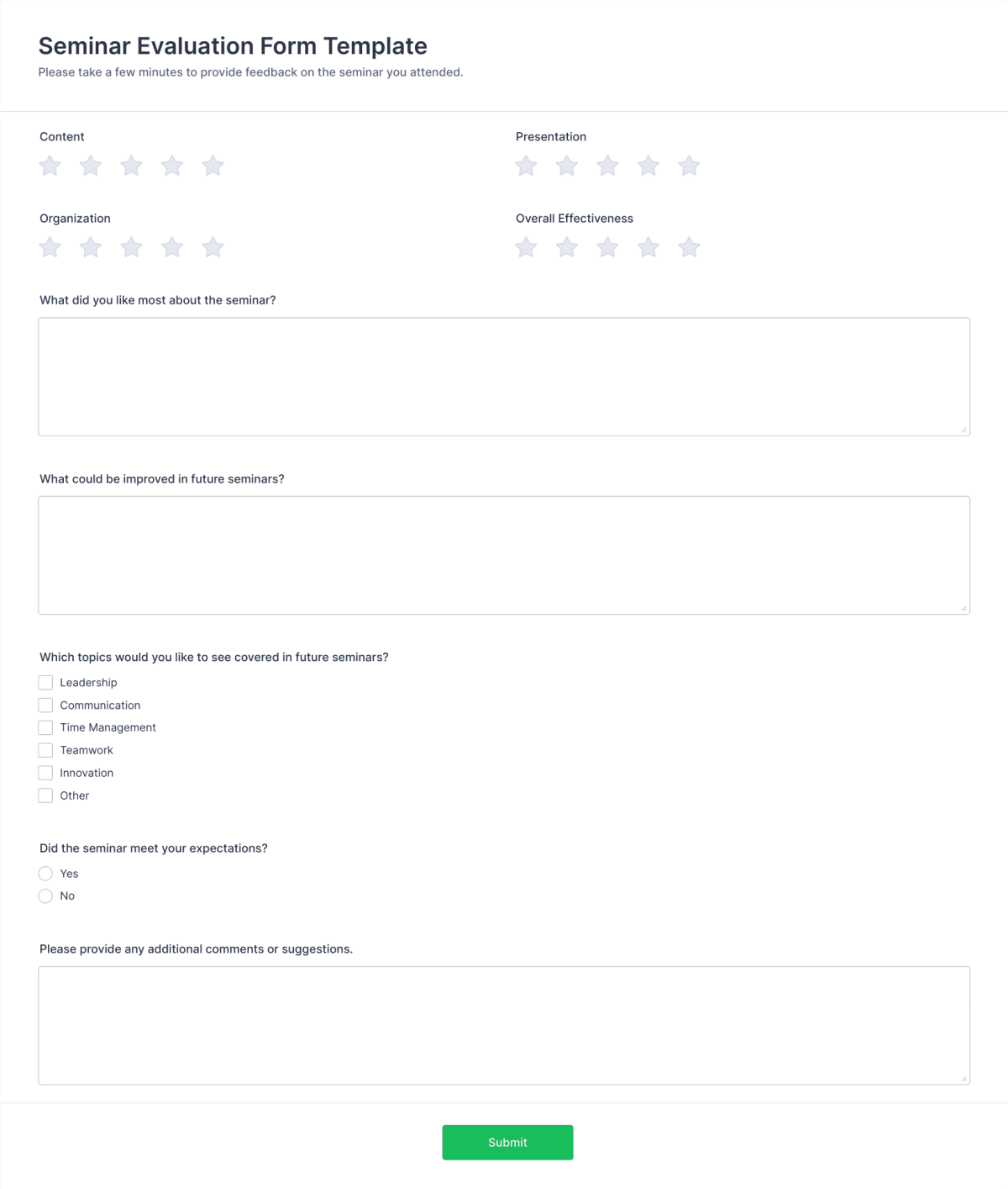 Seminar Evaluation Form Template | Jotform Seminar Evaluation Form Template | Jotform