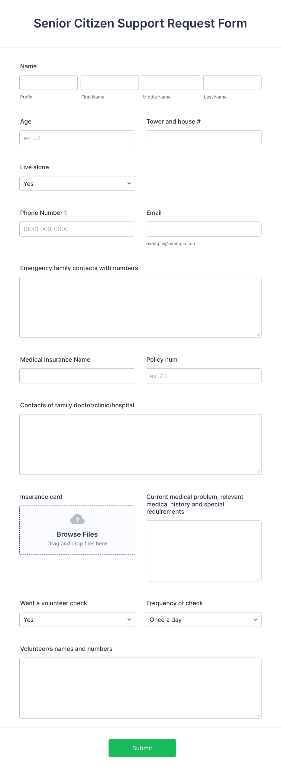 Senior Citizen Support Request Form Template | Jotform