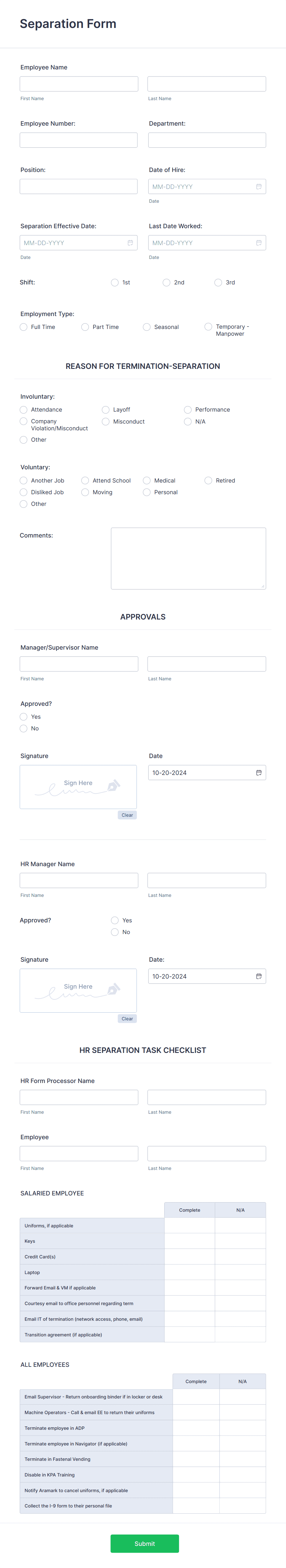 Separation Form Template | Jotform