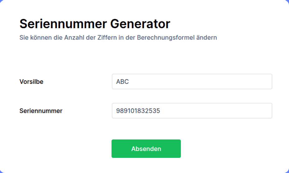 Seriennummer Generator Formularvorlage | Jotform