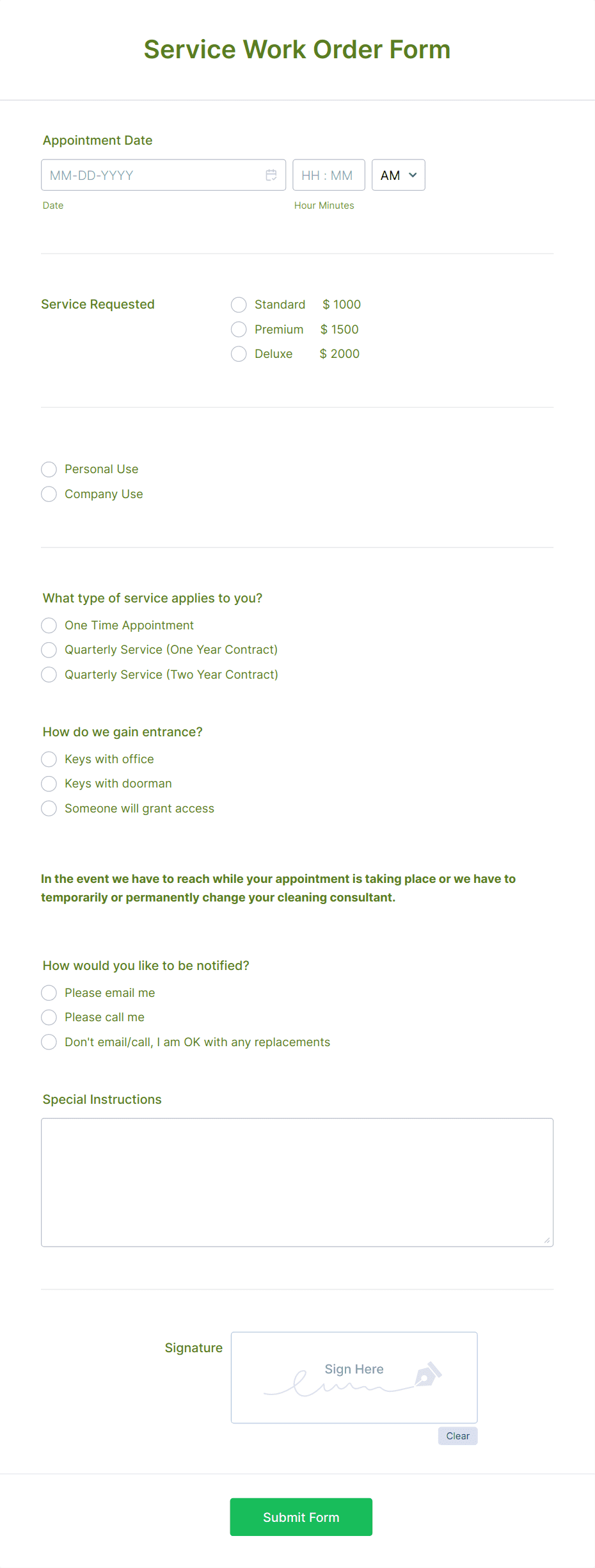 Service Work Order Form Template | Jotform