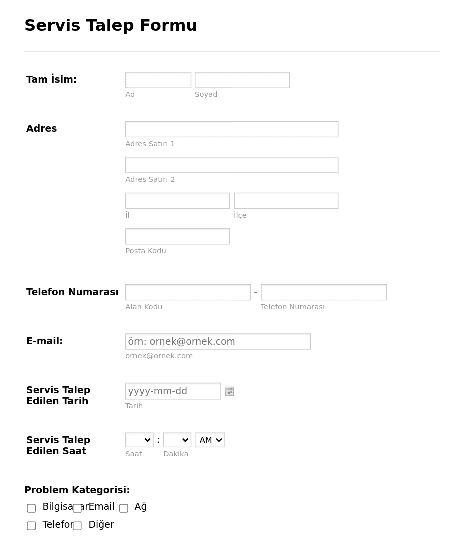 Servis Talep Form Şablonu | Jotform
