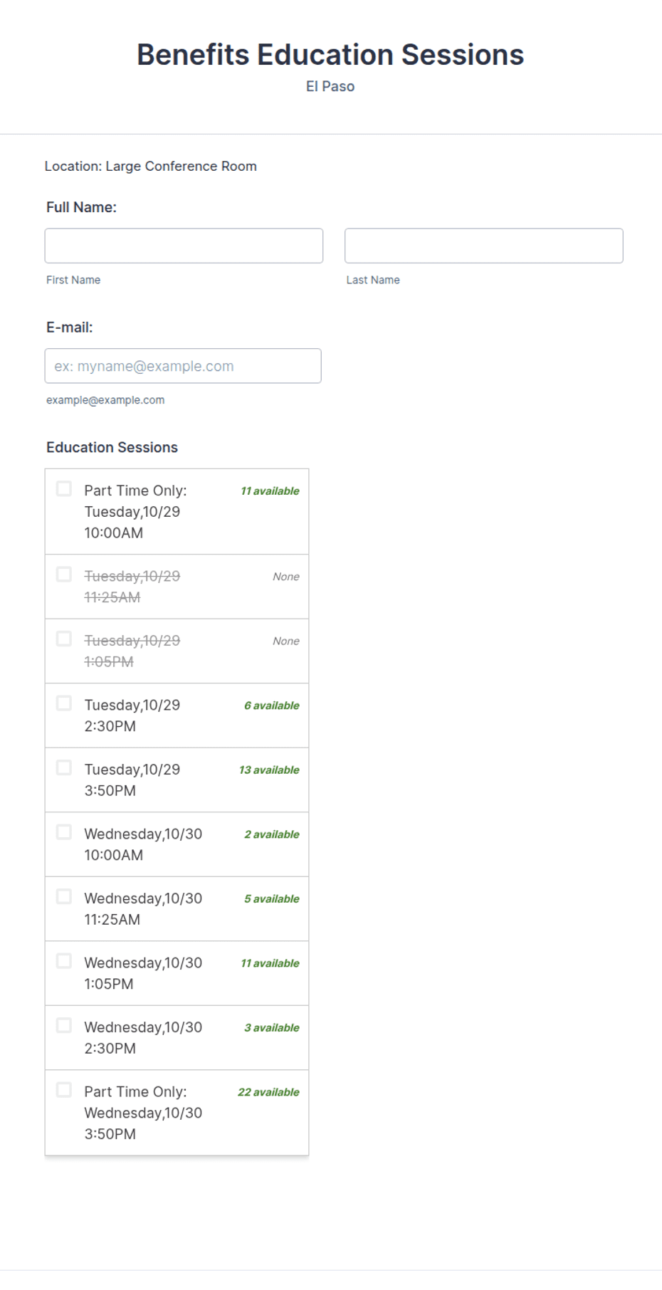Education Session Booking Form Template | Jotform