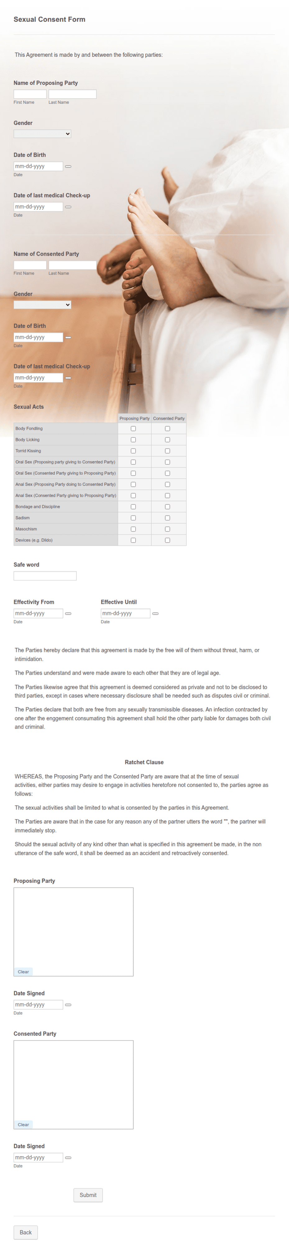 Sexual Consent Form Template Jotform