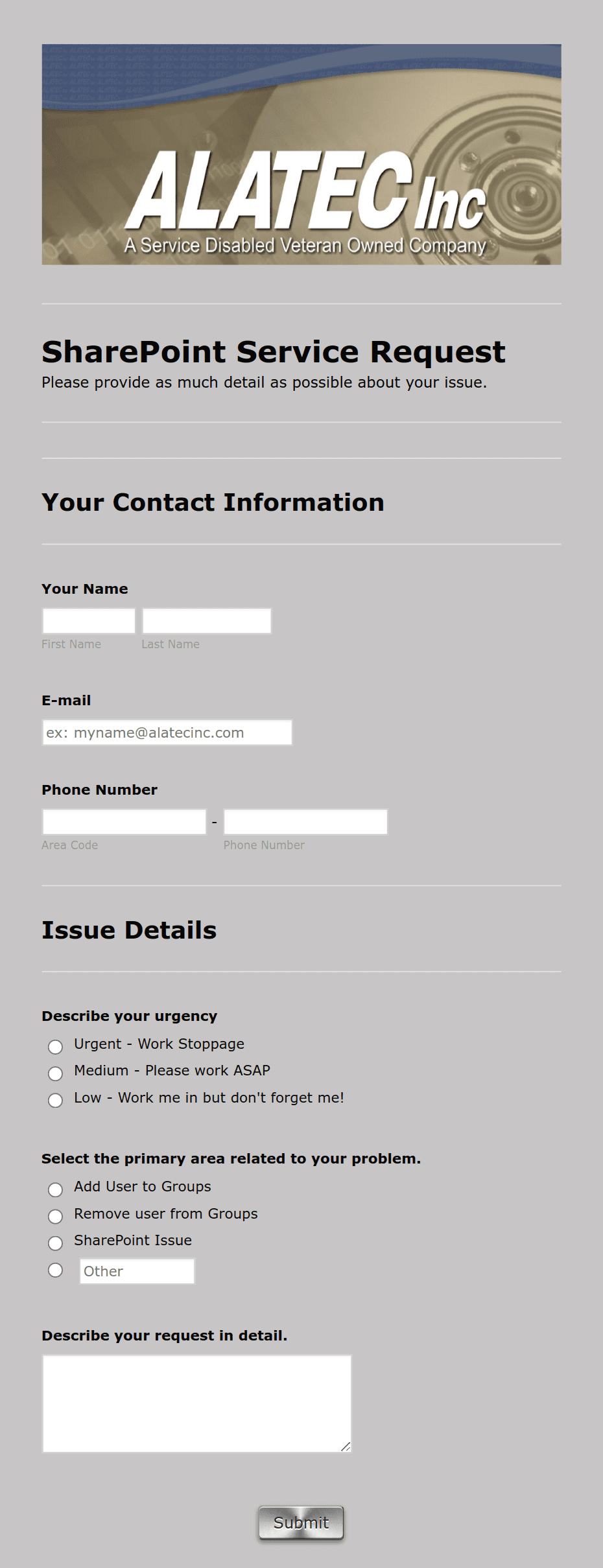 SharePoint Helpdesk Request Form Template | Jotform