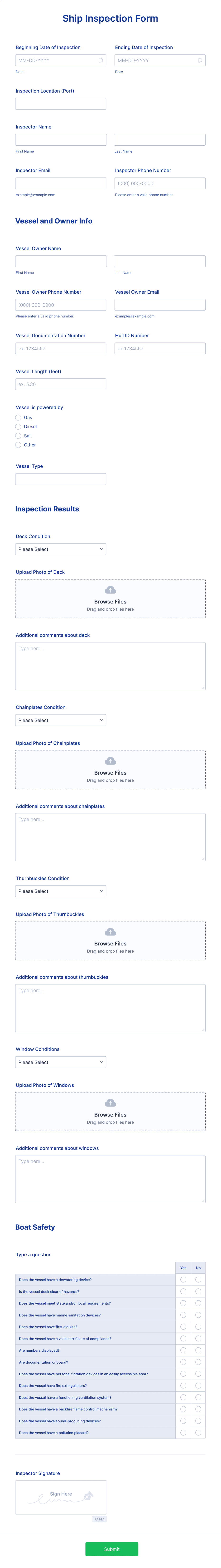 Ship Inspection Form Template | Jotform
