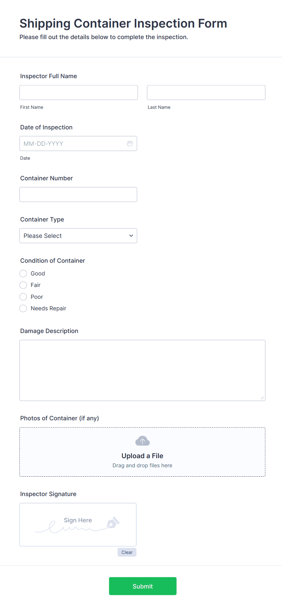 Shipping Container Inspection Form Template | Jotform